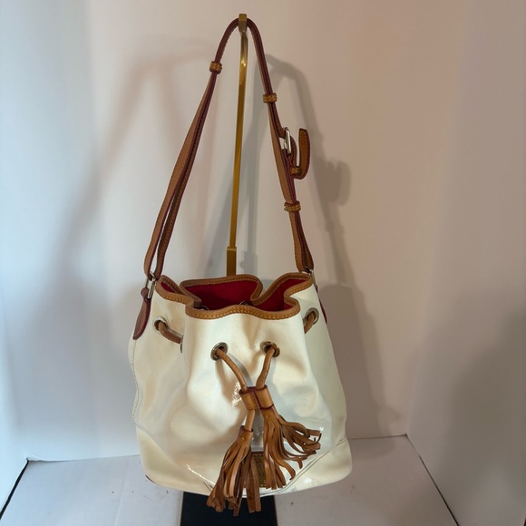 Dooney & Bourke | Bags | Dooney Bourke White Patent Leather Drawstring ...